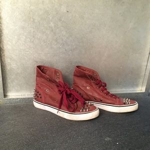 MisBehave | Shoes | Spiky Maroon Converse Style Sneakers | Poshmark